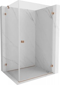 Mexen Lunar-B, pravostranný výklopný sprchový kout 90 x 80 cm, 8mm čiré sklo, profil měděná matná, 832-090-080-65-00-P