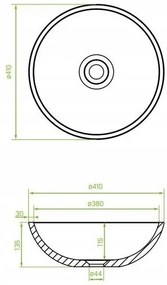 Laveo Amber, granitové umyvadlo na desku 41x41x13,5 cm, černá, LAV-VGR1721T