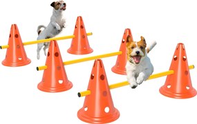 PawHut 3dílná sada psího agility s 6 kužely, 3 nastavitelnými překážkami a taškou | Aosom