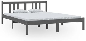 814891 vidaXL Rám postele šedý masivní dřevo 150 x 200 cm King Size