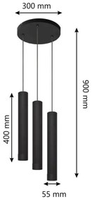 LED Lustr na lanku TUBA 3xGU10/4,8W/230V černá