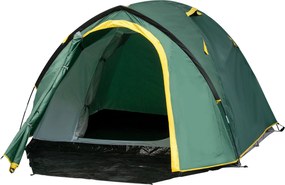 Outsunny Stan pro 2 osoby 190T s kolíky, kupolovitý stan, sklolaminát, polyester, Zelená+Žlutá 325 x 183 x 130 cm | Aosom
