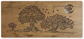 Li-Go "Tři duby a měsíc" světelný obraz s baterií 110x50cm varianta: ovládání na obraze bez dálkového ovladače, provedení: bříza