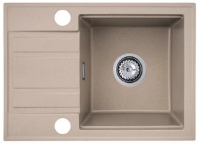 Gamma Modern 6040, 1-komorový granitový dřez 580x420x185 mm s krátkým odkapávačem, béžová, GMA-ZM-6040-B