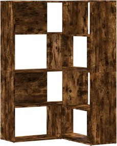 Rohová knihovna 4patrová kouřový dub 85 x 85 x 140 cm kompozit 3307814