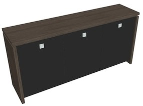 Nízká skříň Verno 188 x 46 x 90 cm, skleněné dveře, dub antracit / černá
