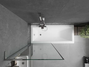 Mexen Next L, 1-křídlová vanová zástěna 80 x 150 cm, 6mm čiré sklo-černý vzor, ​​chromový profil, 895-080-000-03-70-01