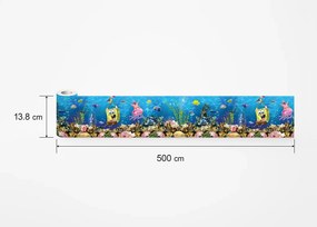 Dětská samolepící bordura na zeď Spongebob Podvodní Dobrodružství | 5 m x 13.8 cm | DWBD8029