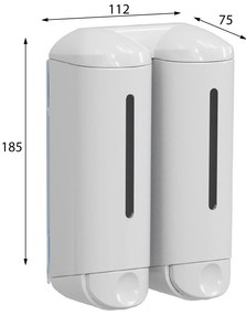 MARPLAST MARPLAST, SHOWER MEDIUM dvojitý dávkovač tekutého mýdla 2x250ml, bílá, A94801