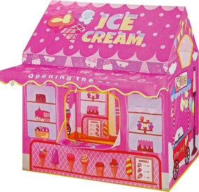LEAN Toys Dětský stan princeznovská zmrzlinárna růžový se světýlky