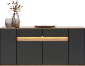 XXXLutz ŠIROKÁ KOMODA, antracitová, barvy dubu, 180,6/82/42 cm Dieter Knoll - Šuplíkové komody - 001770000702