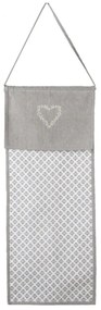 Šedý bavlněný závěsný kapsář se srdíčkem Lovely Heart – 28x1x68 cm