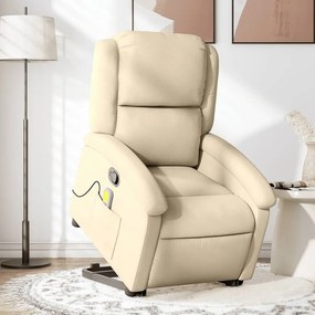 Zvedací masážní polohovací křeslo krémové textil 3204185