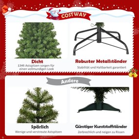 Costway 230 cm Umělý vánoční stromek s kovovým stojanem Christmas Tree Green