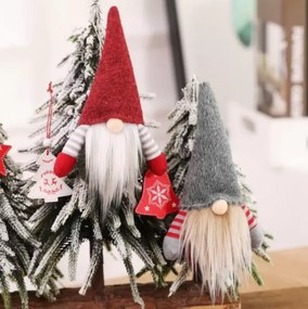 Vánoční skřítkové pro štěstí CHRISTIE červený a šedý 12x20 cm Mybesthome cena za 2 kusy