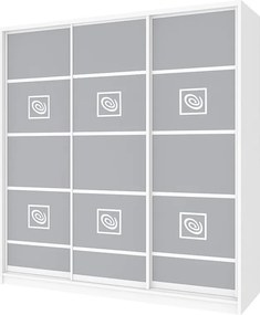 Skříň Rim-Veneziano 3D 2.0 m s uměleckým matováním na zrcadle 0378, bílá