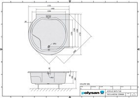 Polysan ROYAL CORNER kulatá vana s konstrukcí 173x173x49cm, bílá, 74211