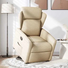 Zvedací polohovací křeslo krémové textil 3303142