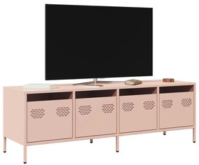 TV skříňka růžová 135 x 39 x 43,5 cm ocel válcovaná za studena