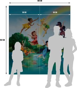 Dětská vliesová fototapeta na zed' Víly pod duhou, Disney | 180 x 202 cm | DFTDNXL 5130