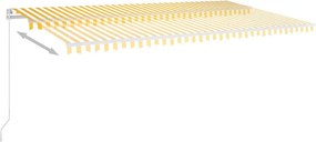 Ručně zatahovací markýza s LED světlem 600 x 300 cm žlutobílá 3068963
