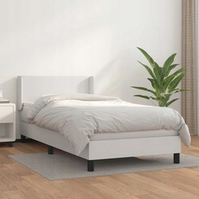 Box spring postel s matrací umělá kůže bílá