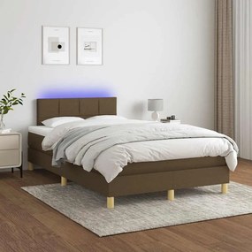Box spring postel s matrací a LED tmavě hnědá 120x190 cm textil 3270091