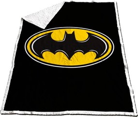 Velká Silná Deka Batman Velké Logo Batmana Zadní Strana Bílá Kožíšek Beránek Sherpa
