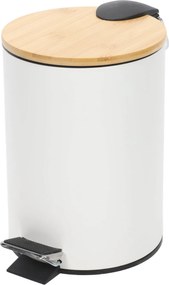 Odpadkový koš do koupelny s bambusem ZETRU, 3 l, bílý