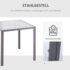Jídelní stůl HOMCOM Jídelní čtvercový stůl pro 4 osoby, obývací stůl s deskou z tvrzeného skla, moderní do kuchyně a jídelny v šedé barvě |