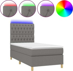 Box spring postel s matrací a LED tmavě šedá 90x190 cm textil 3135638