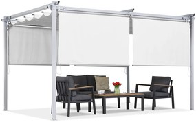Bílá terasová pergola s roletami La Palma 3x4 Garden Point
