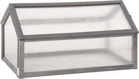 Outsunny Dřevěný Mini Skleník 90 x 52 x 49,5 cm, Skleník s Krytem, Světlo Přenášející Studený Rám, Zimní Odolný Vyvýšený Záhon pro Zahradu, Balkon, Še