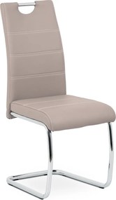 Autronic Pohupovací jídelní židle HC-481 LAN, béžová ekokůže, bílé prošití/chrom