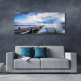 akrylový obraz Most Moře architektura 125x50 cm