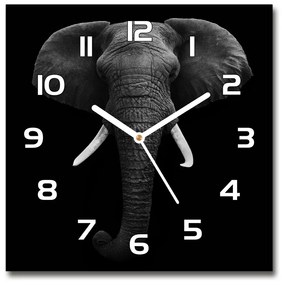 Wallmuralia Skleněné hodiny čtverec Africký slon 30x30 cm