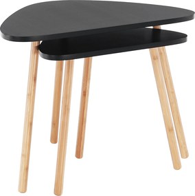 Konferenční stolky, set 2 ks, černá / přírodní, GOREJ