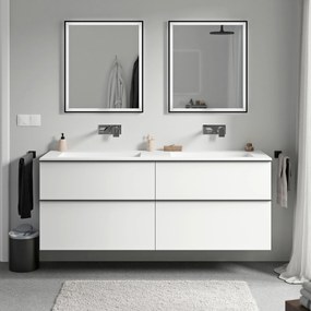 Koupelnová skříňka LAVOA 160 cm s umyvadlem z minerálního odlitku BRUXELLES - možnost volby barvy