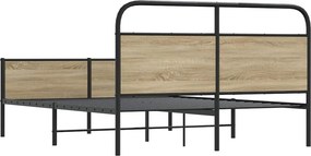 Kovový rám postele bez matrace kouřový dub 160 x 200 cm 3318679