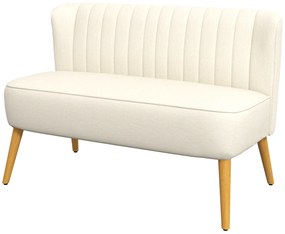 HOMCOM 2místná pohovka dvoumístná, loveseat se vzhledem lnu, dvoumístná pohovka s dřevěnými nohami, nosnost do 150 kg, krémově bílá, 117 x 56,5 x 77 …