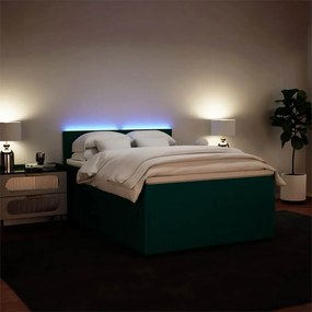 Box spring postel s matrací tmavě zelená 160x200 cm samet 3290085