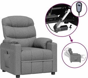 Elektrické polohovací křeslo světle šedé textil 3143491