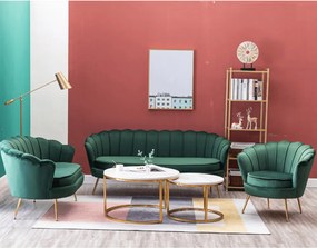 Lavice ve stylu Art-deco, smaragdová Velvet látka / gold chrom-zlatý, NOBLIN