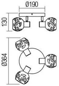 Redo 04-518 - Bodové svítidlo TORN 3xE14/28W/230V