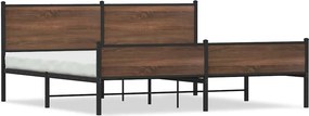 Kovový rám postele bez matrace hnědý dub 193 x 203 cm 3301417