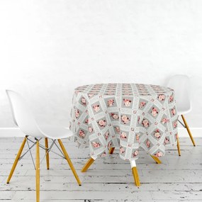 Ubrus PVC kulatý FL-1325-02 - Růžová elegance (různé velikosti)