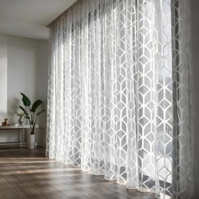 Luxusní žakárová záclona s olůvkem Geometry bílá metráž Ervi 4492
