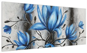 Obraz modrých květů (100x40 cm)