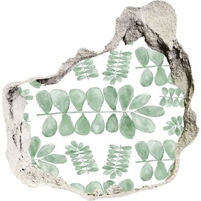 Wallmuralia Nálepka 3D díra na zeď Zelené listí 75x75 cm