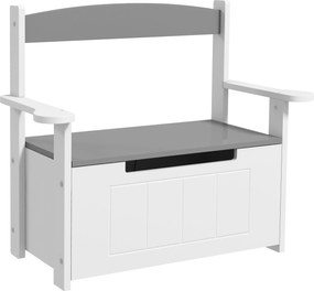 Dětský box na hračky AIYAPLAY 2v1 - úložná lavička se zádovým opěradlem a opěrkami na ruce - plynový píst 68,5L x 34Š x 58V cm Šedá | Aosom